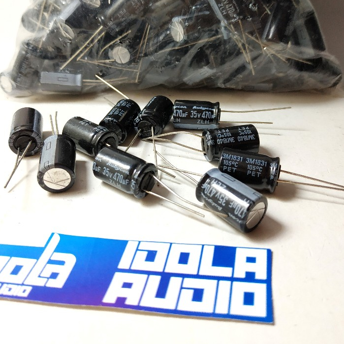 Jual (10 PCS) RUBYCON Elco 470 uF / 35 Volt NON ROLL | Kapasitor Elko ...