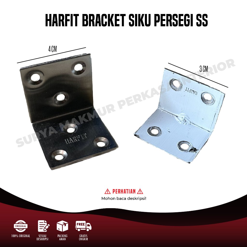 Jual Siku Persegi Stainless 30MM 40MM - Bracket 40 x 40 x 40 MM Braket ...