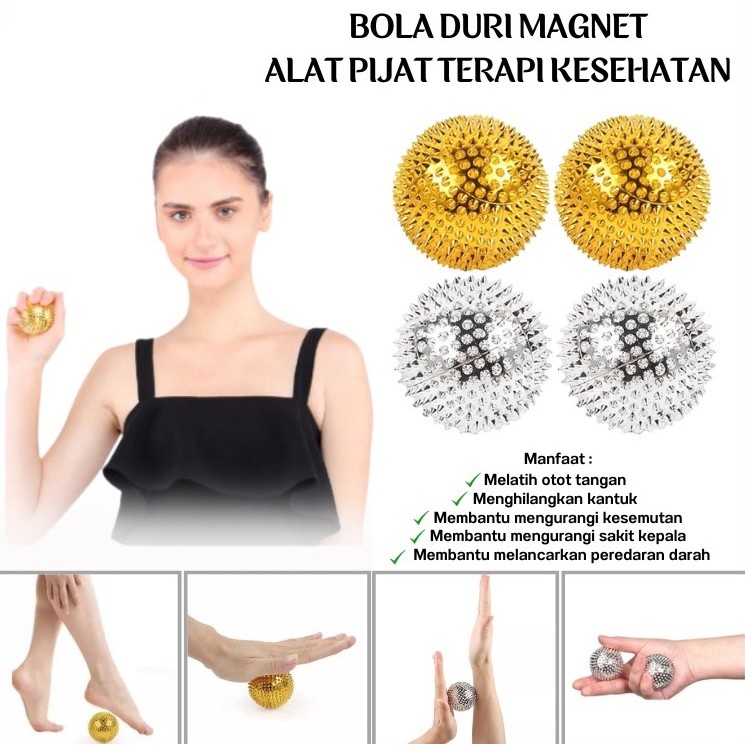 Jual BOLA DURI MAGNET ALAT PIJAT TERAPI Bola Refleksi Telapak Tangan ...