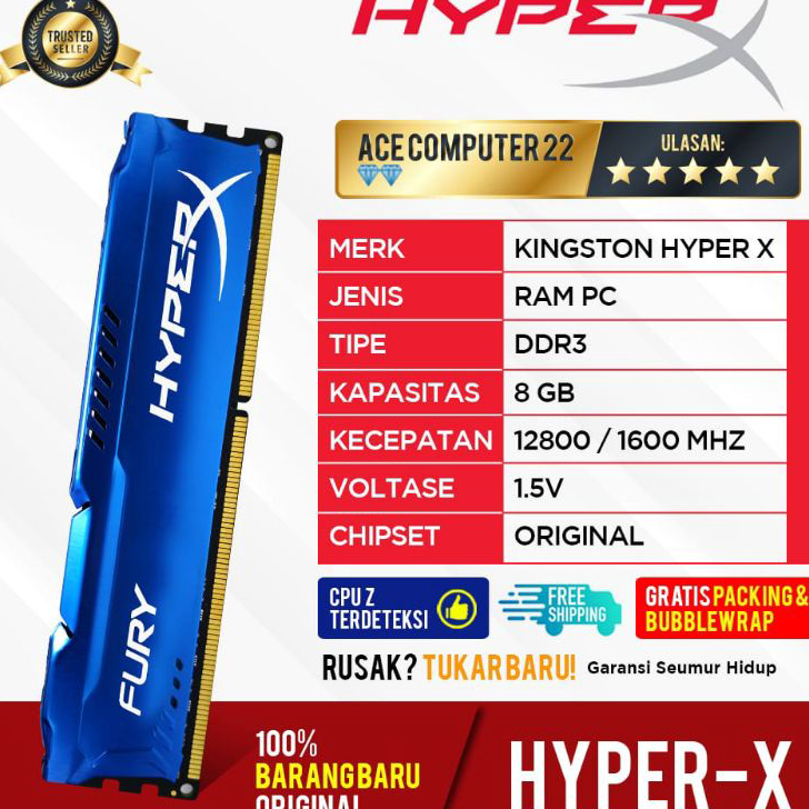 Jual ← RAM HYPER X DDR3 8GB PC12800 KINGSTON | Shopee Indonesia