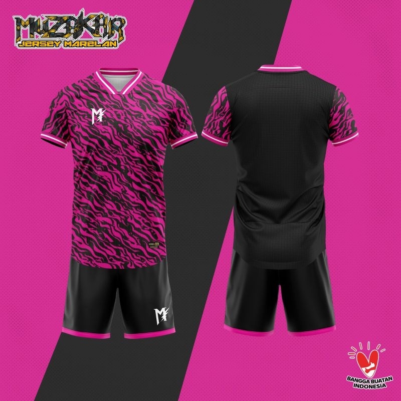 Jual MUZAKAR Baju Futsal Setelan Stelan Jersey Bola Pink Hitam, Bisa ...
