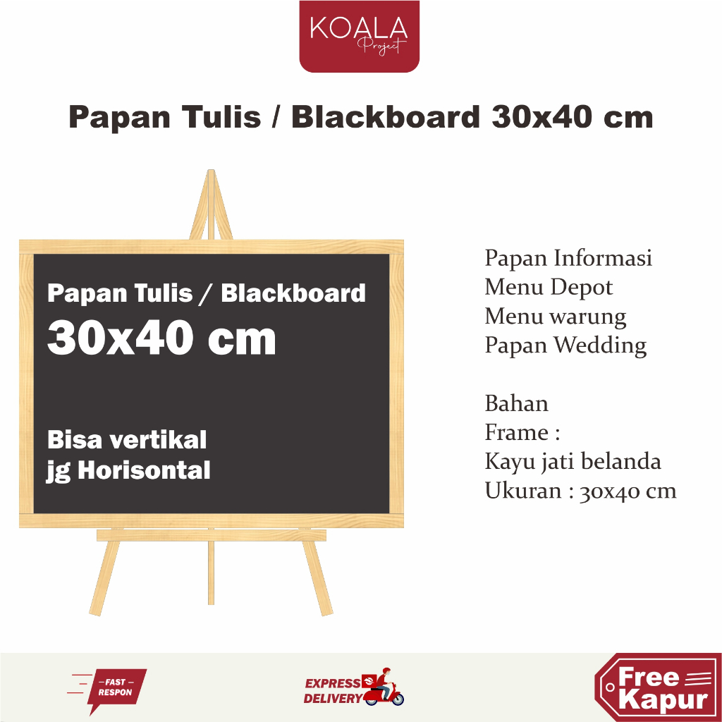 Jual PAPAN TULIS KAPUR HITAM BLACKBOARD CHALKBOARD 30X40 CM MINI ...