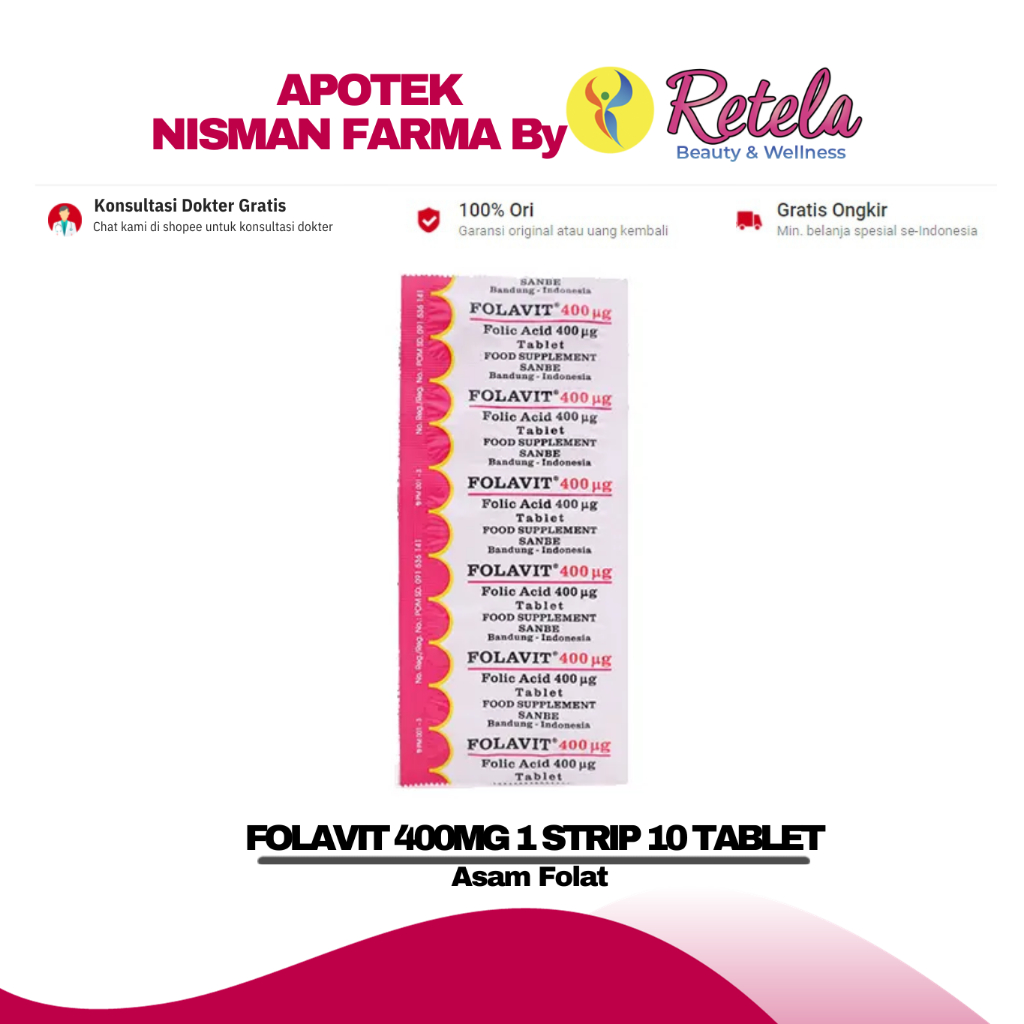 Jual FOLAVIT 400MG 1 STRIP 10 TABLET / ASAM FOLAT / FOLIC ACID | Shopee ...