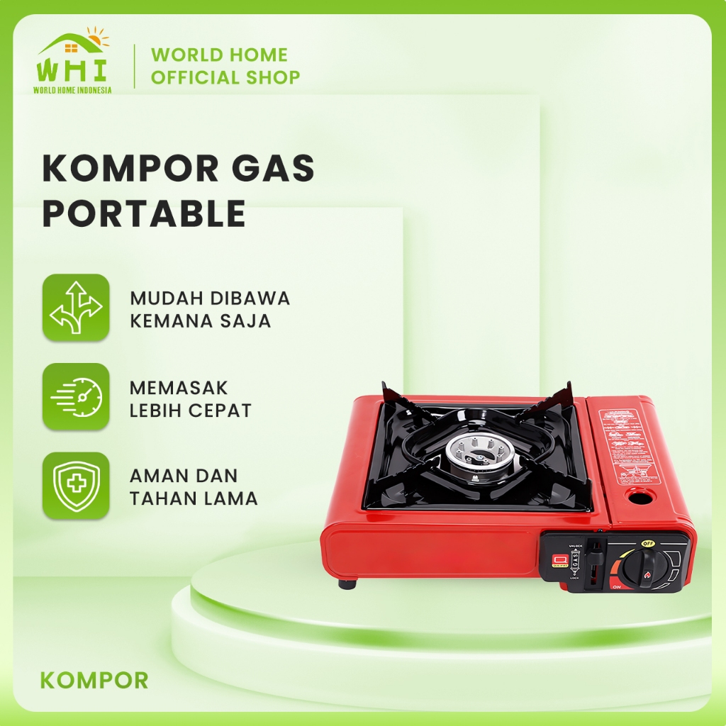 Jual World Home Kompor Gas Portable 1 Tungku Kompor Portable Gas 2 In 1 ...