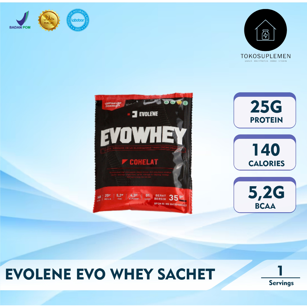 Jual EVOLENE EVOWHEY 1 SACHET - WHEY PROTEIN 1S (ECER) | Shopee Indonesia