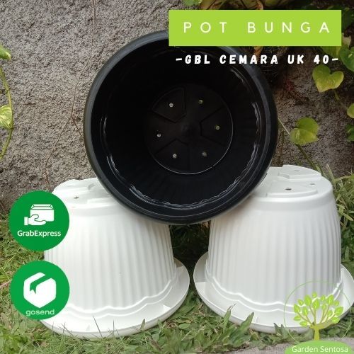 Jual Pot Bunga Putih Besar Uk 35 Pot Tanaman Hias GBL Cemara Bahan ...