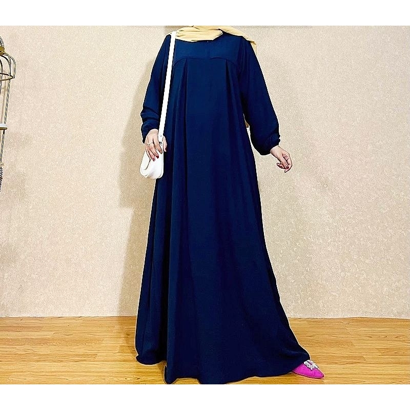 Jual Gamis Crinkle Air Flow / Gamis Polos Stylish / Dress Simple Elegan ...