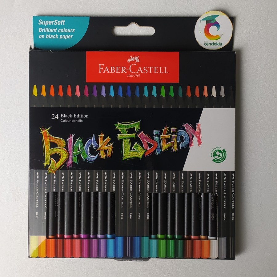 Jual Pensil Warna FABER CASTELL 24 warna Black Edition | Shopee Indonesia