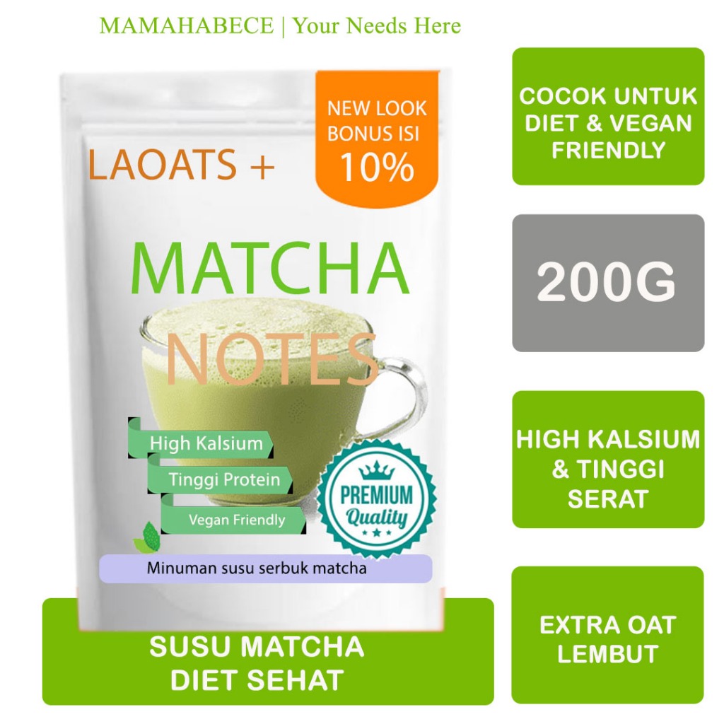 Jual Bubuk Minuman Rasa Matcha Notes Laoats (200G) | Shopee Indonesia
