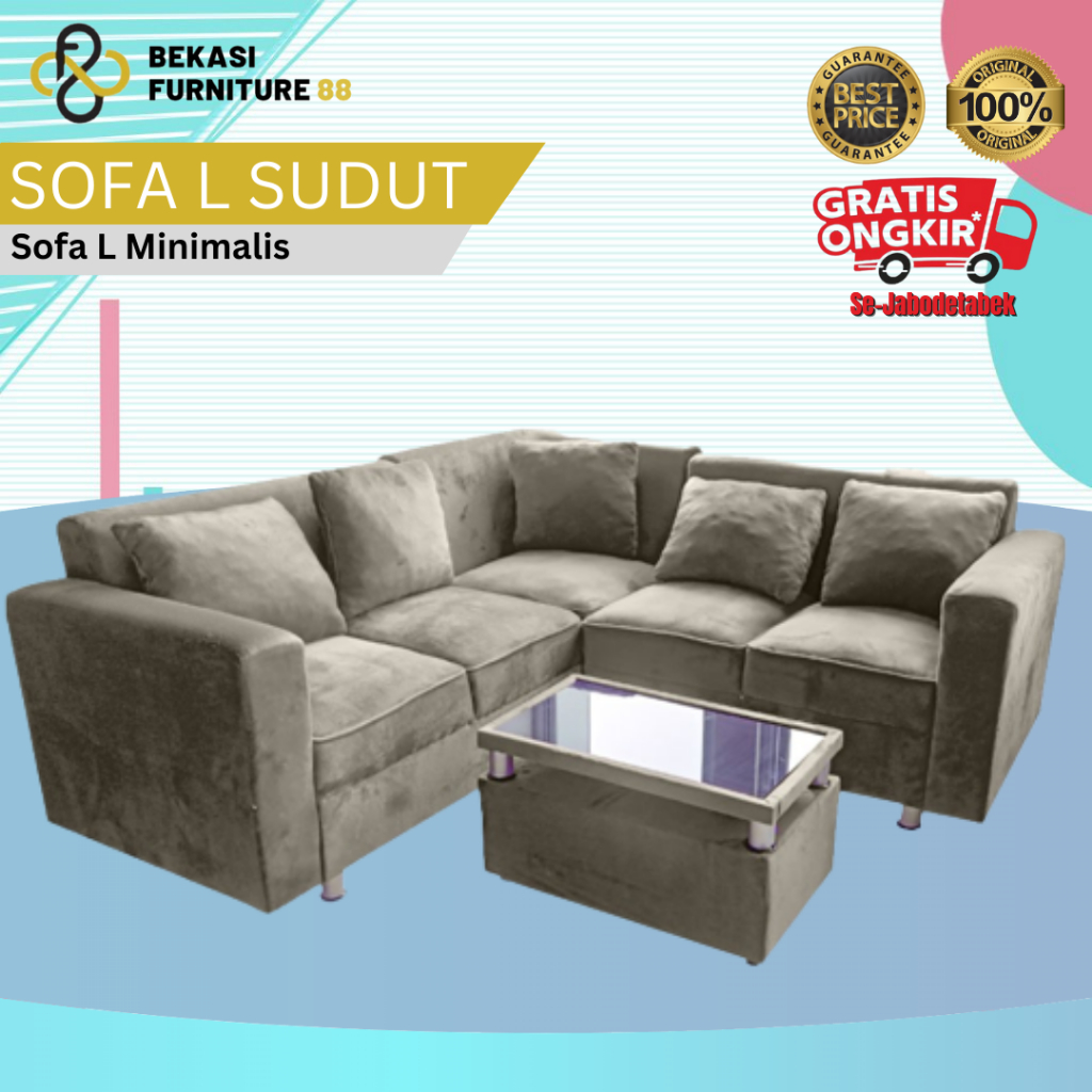 Jual Promo!!! Sofa L sudut - Sofa Minimalis plus Meja - Sofa Empuk ...
