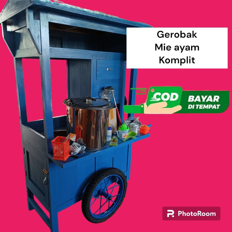 Jual gerobak mie ayam komplit warna biru | Shopee Indonesia