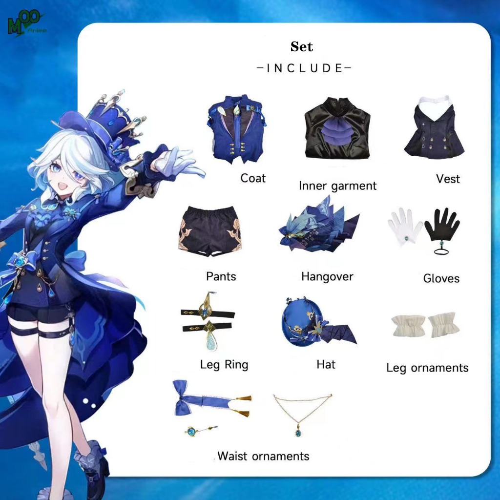 Jual Genshin Impact Hydro Archon Focalors cosplay costume Furina ...