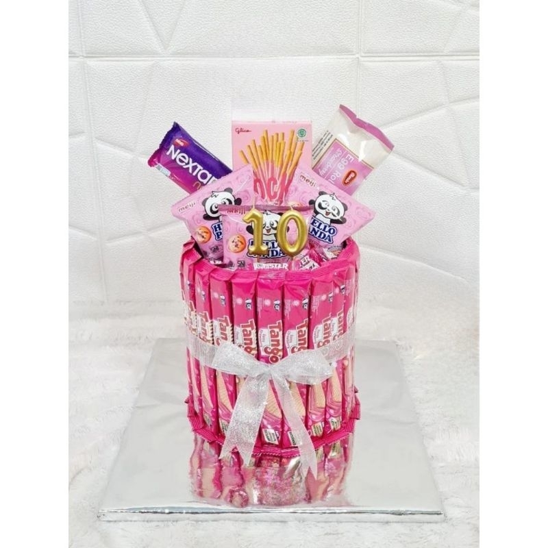 Jual Snack tower custom dua tingkat edisi warna pink, tango strawberry ...