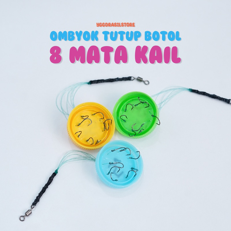 Jual Ombyok tutup botol rangkaian pancing 8 mata kail (kail kecil ...