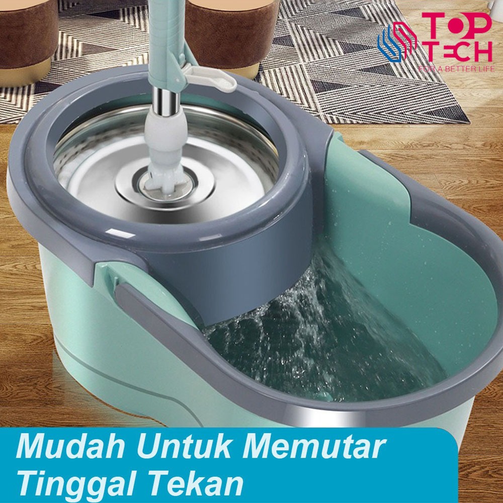 Jual Toptech - ALAT PEL LANTAI MOP DENGAN ROL PRAKTIS KAIN PEL PUTAR SPIN MOP 6L BUCKET ULTRA ...