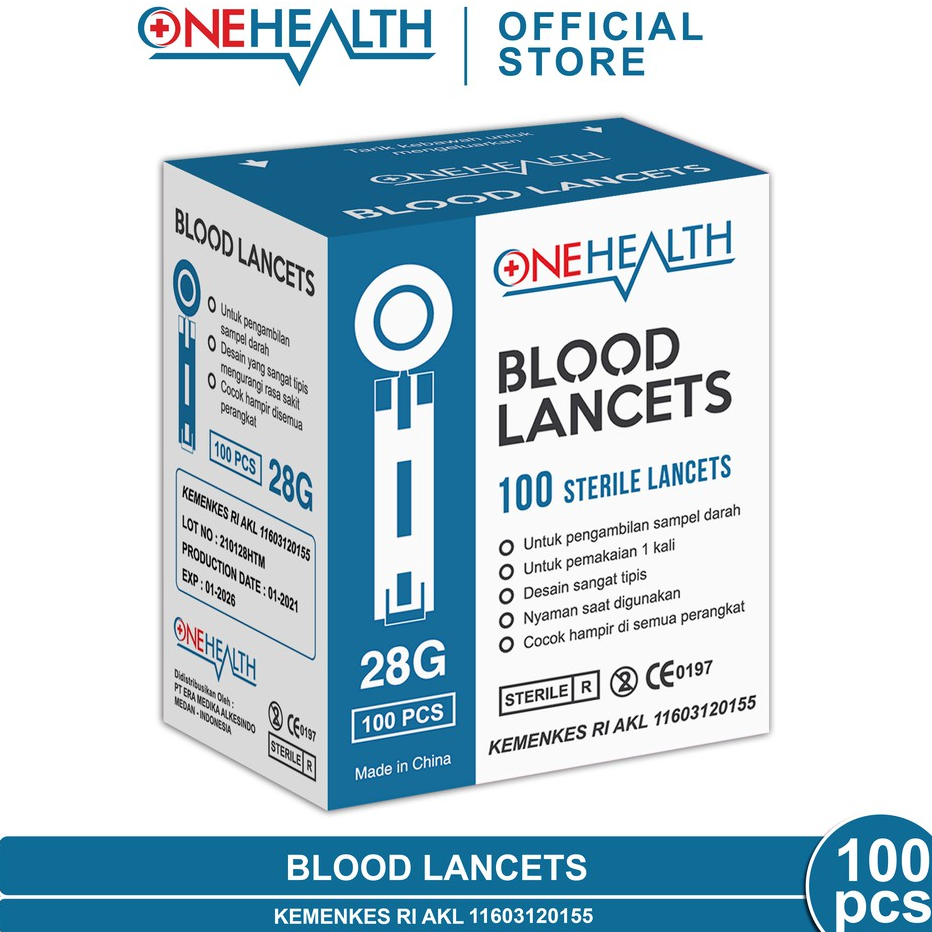 Jual Jual Onehealth Blood Lancet 28g isi 100 pcs / Life Resources Blood ...
