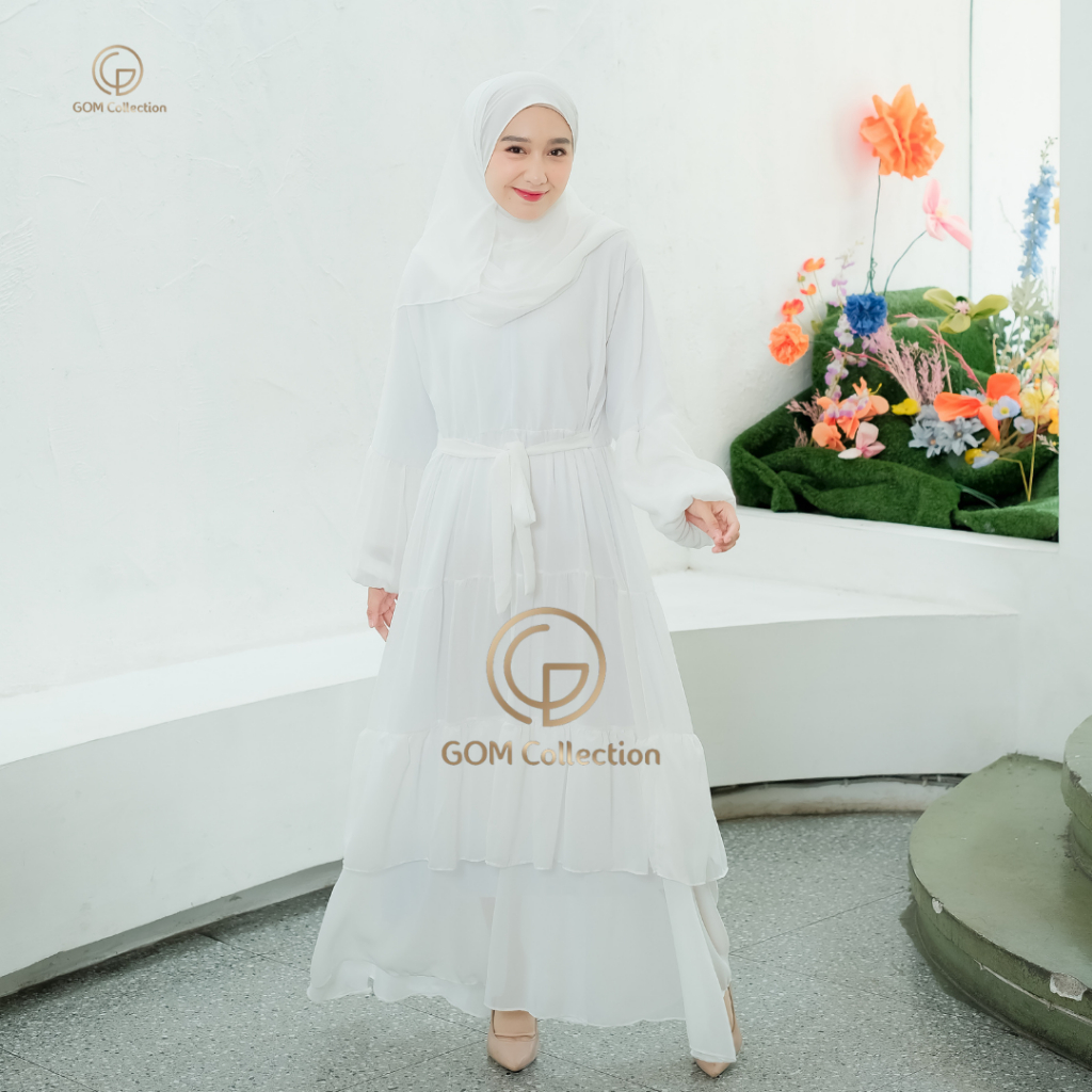 Jual Sally Gamis Putih Polos Terbaru | Dress Putih Wanita | Gamis Syar ...