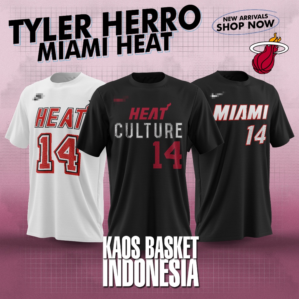 Jual Baju Basket Pria Wanita NBA T shirt basket Kaos Miami Heat No 14 ...