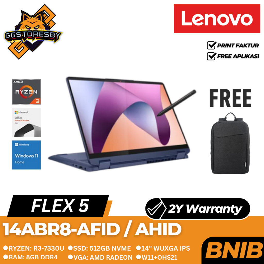 Jual LAPTOP LENOVO IDEAPAD FLEX 5 14ABR8-AFID/AHID | R3-7330U 8/512 AMD | Shopee Indonesia