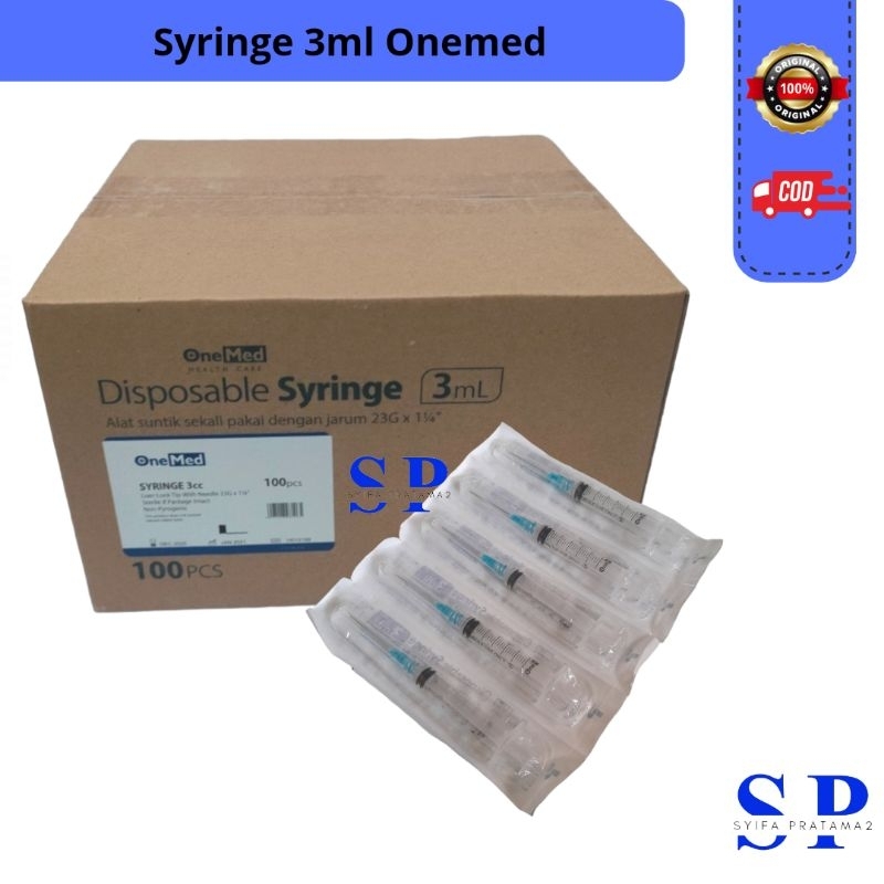 Jual Per Box Spuit 3cc One Med | Syringe 3ml Onemed isi 100pcs | Shopee ...