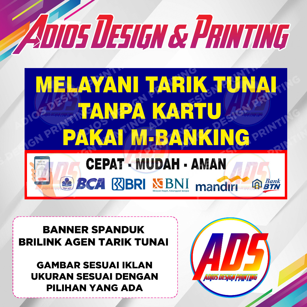 Jual Banner Agen BRilink Bisa Tarik Tunai / Spanduk Agen BRilink Tarik ...