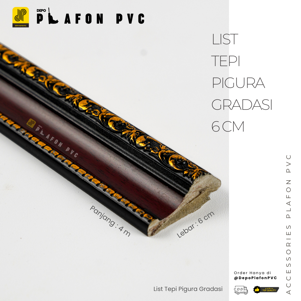 Jual List Tepi Pigura 6 cm Gold | Silver | Gradasi Panjang 4 meter ...