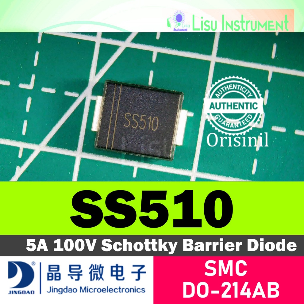 Jual SS510C 5A 100V Schottky Barrier Diode SS510 DO-214AB SMC Jingdao ORIGINAL | Shopee Indonesia