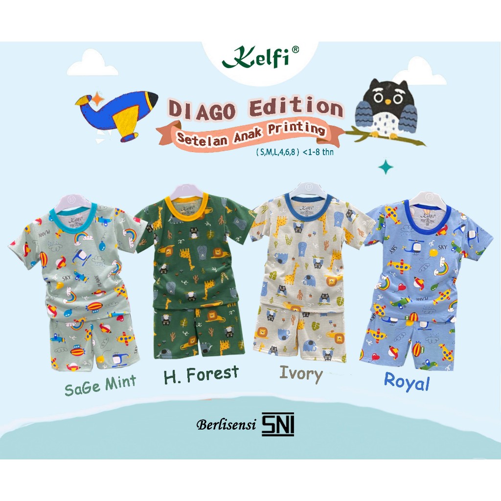 Jual SETELAN ANAK FULL PRINTING / SET BAJU ANAK COWOK / CEWEK USIA 1- 8 TAHUN "DIAGO EDITION ...