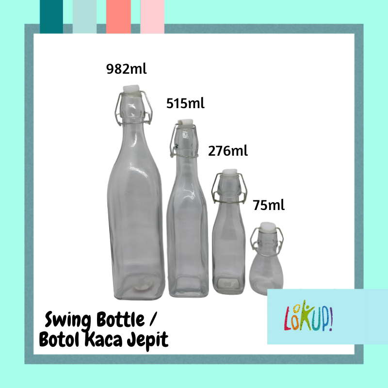 Jual BOTOL KACA JEPIT / SWING BOTTLE white/Glass Bottle /swing Bottle ...