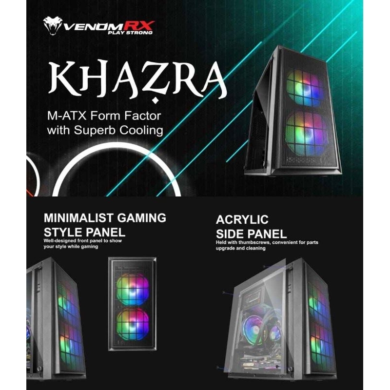 Jual Casing VenomRx KHAZRA - MATX ACRYLIC SIDE 2x12CM FIXED RGB Fan ...