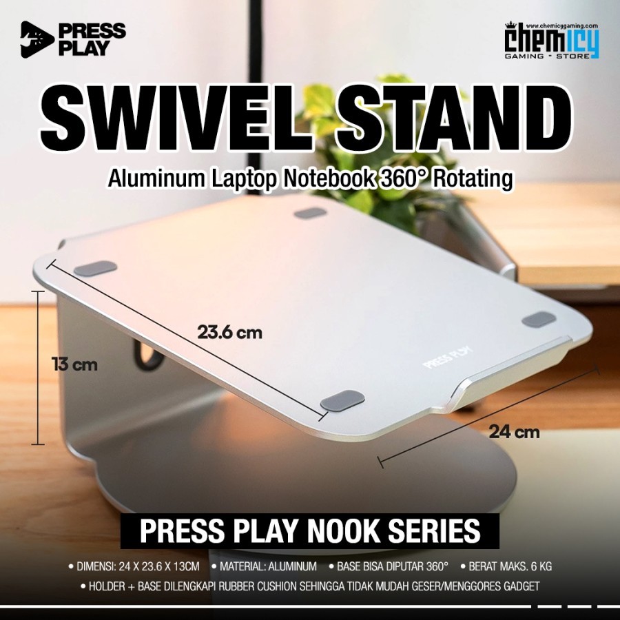 Jual Press Play Nook Swivel Aluminum 360 Stand Laptop | Shopee Indonesia
