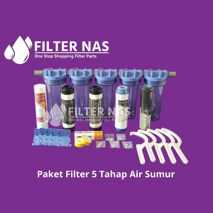 Jual Paket Filter Air Sumur zat besi, karat, kuning 5 Housing 10" Clear | Shopee Indonesia