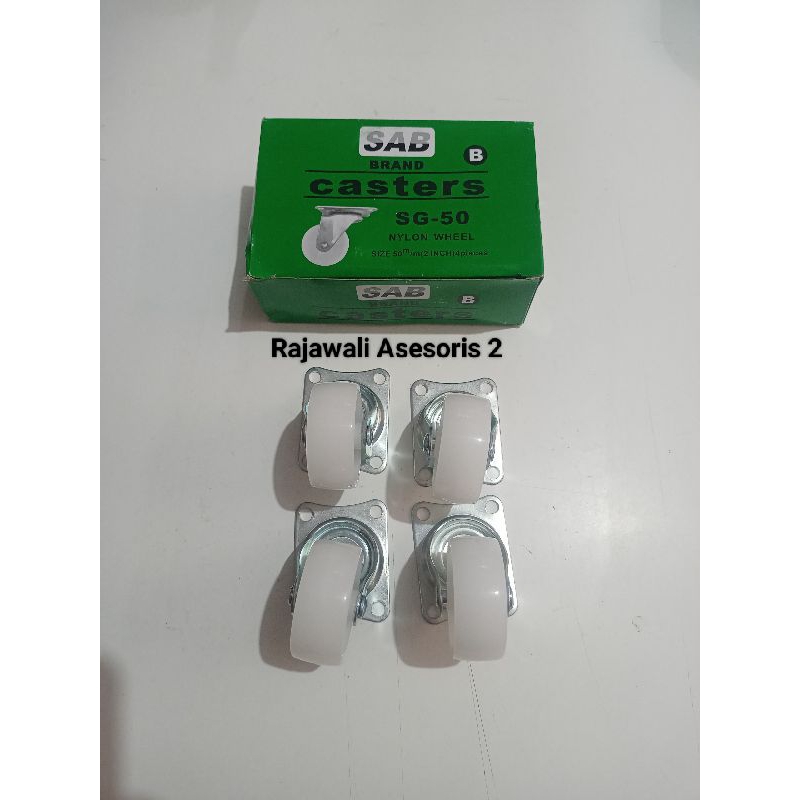Jual Roda Etalase Trolly / Roda Gepeng Nylon Size 50 mm / 2 Inch (1 Set ...