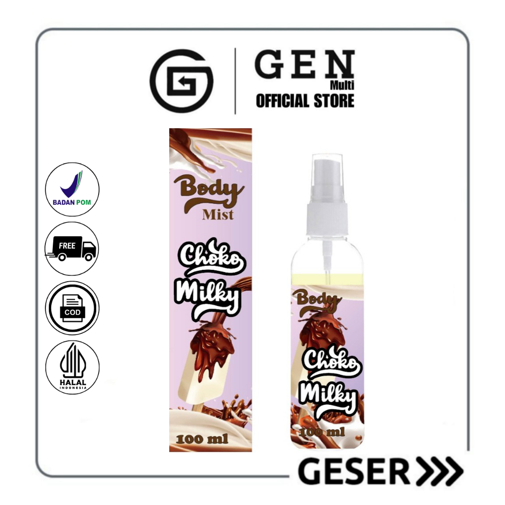 Jual GEN - [BPOM] Parfum Body Mist Choko Milky 100ml Premium / Body ...