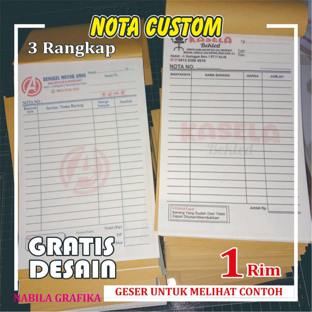 Jual KHUSUS CETAK NOTA 1 RIM 3 RANGKAP, NOTA LAUNDRY, BENGKEL, SERVICE ...