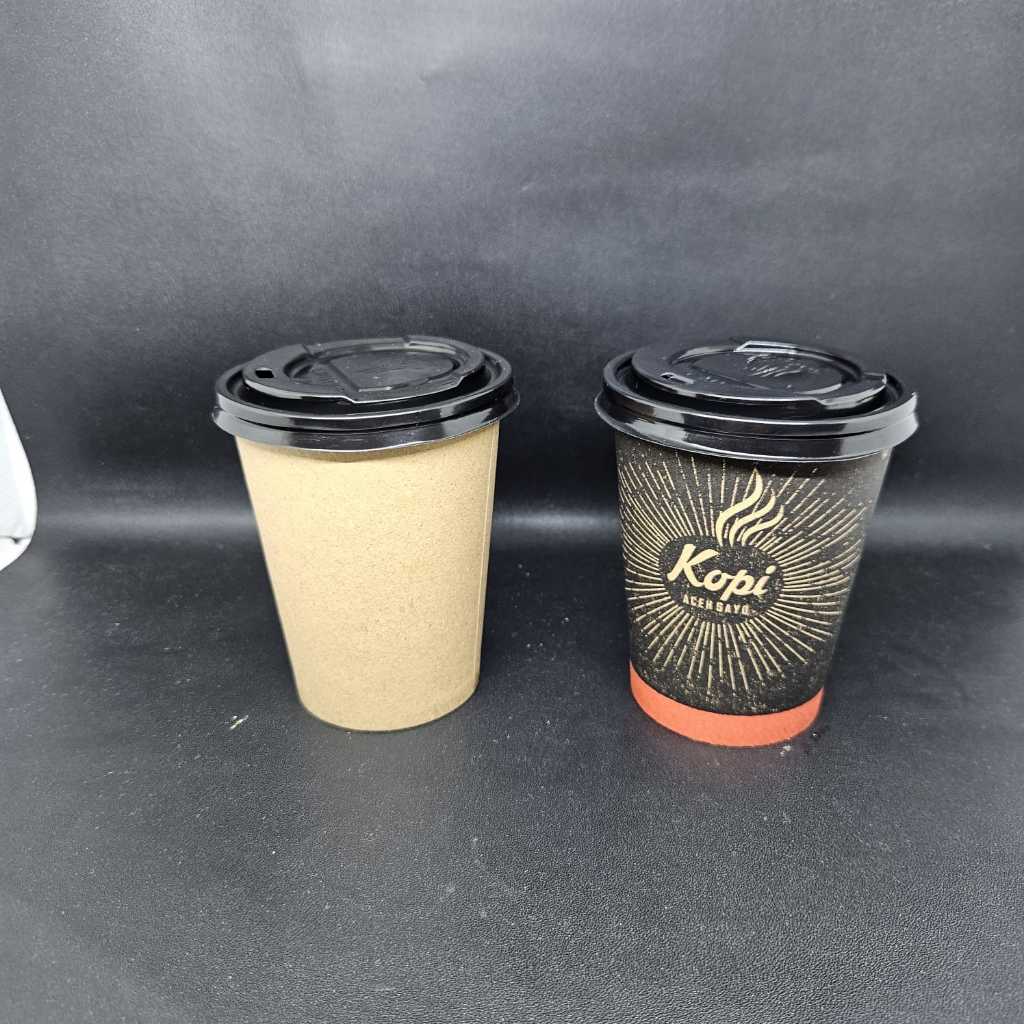 Jual GELAS KERTAS KOPI + TUTUP / PAPER CUP KRAFT 8 OZ COKLAT - 50PCS | Shopee Indonesia
