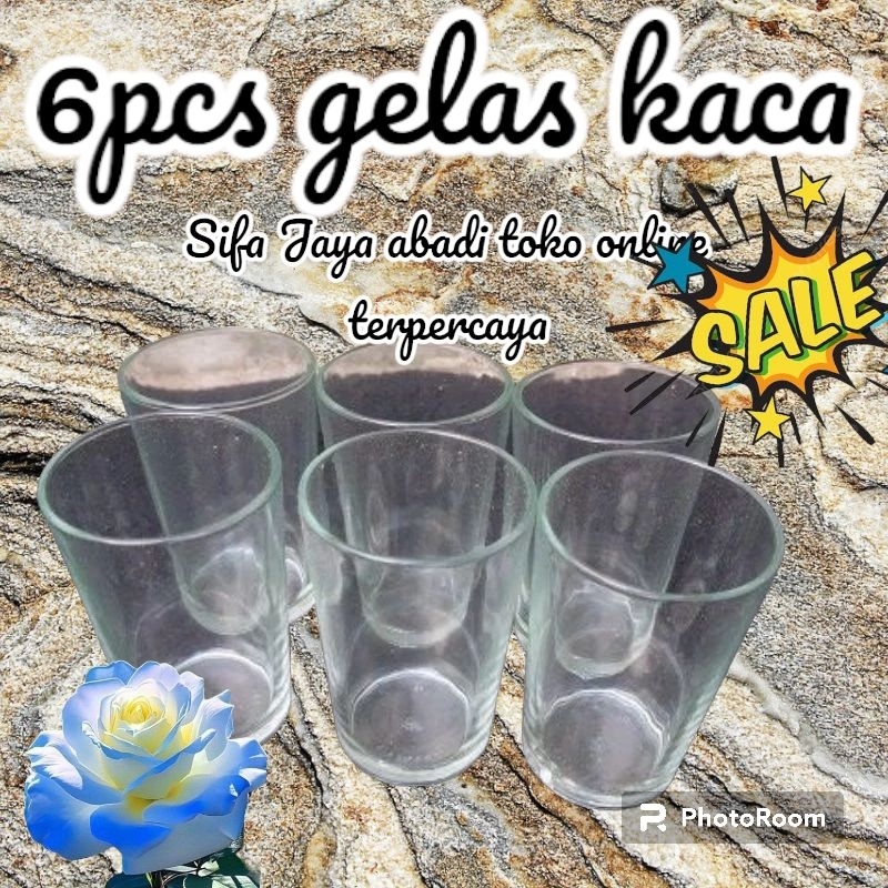 Jual 6pcs gelas polos/gelas lurus bahan kaca | Shopee Indonesia