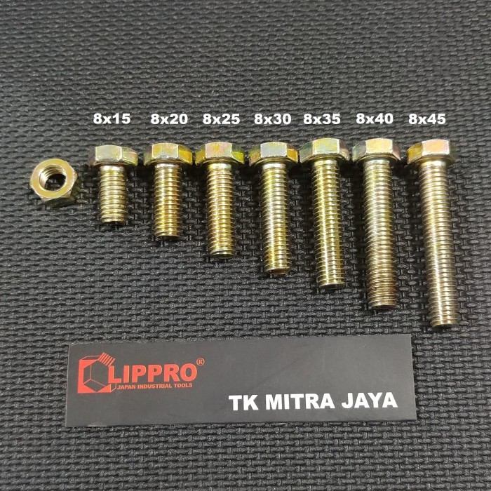 Jual Baut Mur Kuning M8x15 Kunci 12 Baut Siku Lubang | Shopee Indonesia