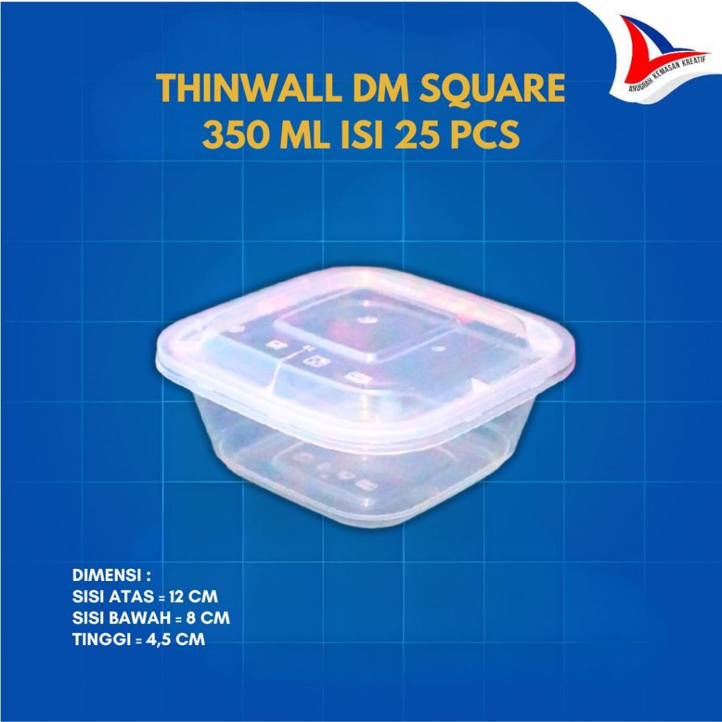 Jual Thinwall Dm Square 350 Ml Kotak Plastik Isi 50 Pcs Shopee