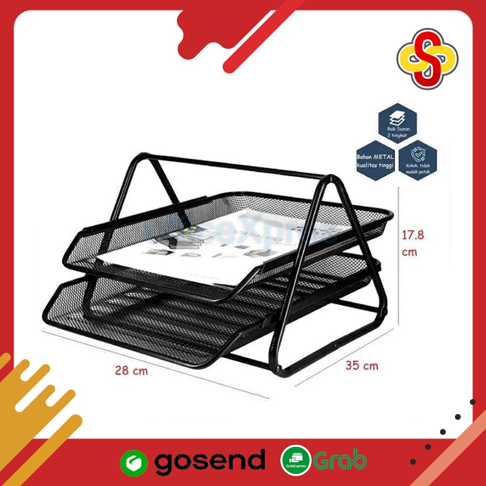 Jual Rak 2 Susun Besi / Document Tray Besi / File Document Tray 3 Layer ...