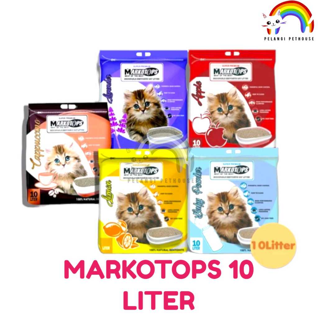 Jual MARKOTOPS 10 LITER Pasir Kucing Gumpal Wangi (Instan) | Shopee ...