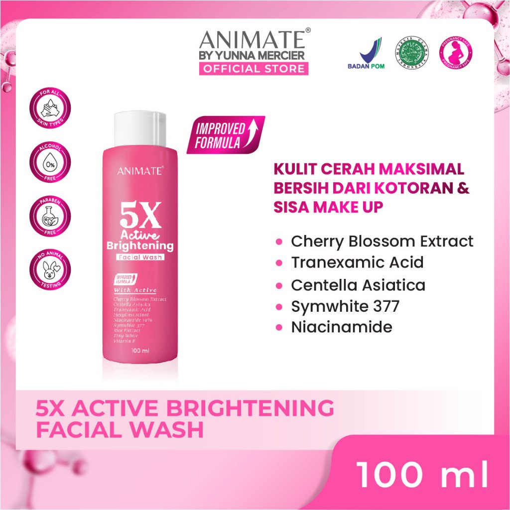 Jual Animate 5x Active Brightening Facial Wash 100 ml | Shopee Indonesia