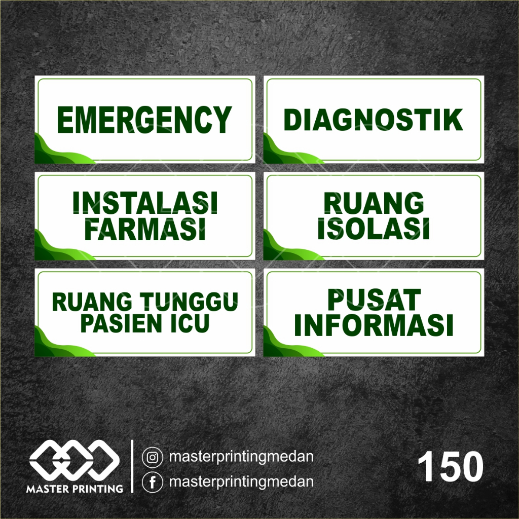 Jual 150 - Stiker Nama Ruangan di Rumah Sakit, Puskesmas, Sticker Vinyl, Tahan Air, Termurah ...