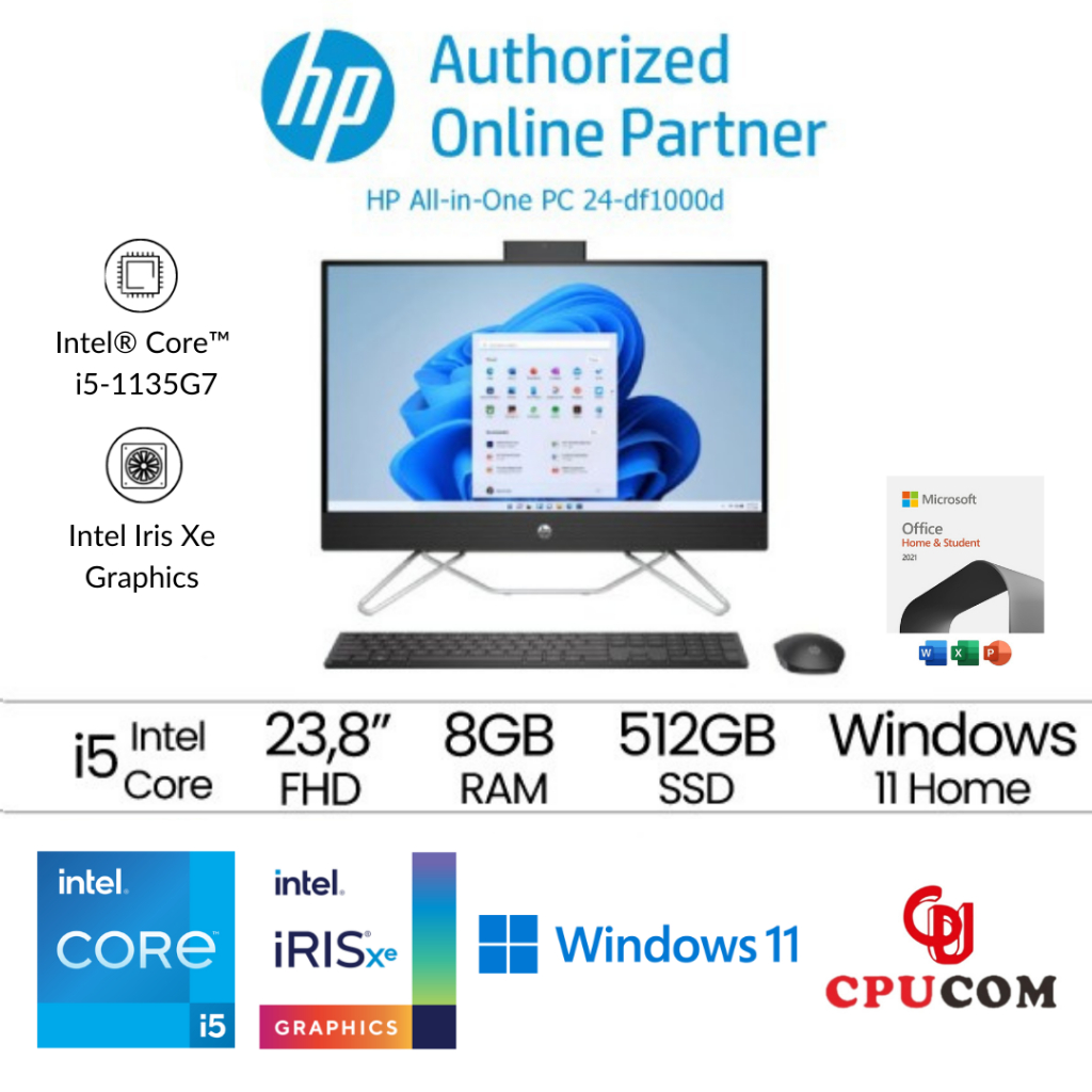Jual HP PC AIO 24-df1000d/24-df1001d i5-1135G7 8GB 512GB 23.8" FHD W11+OHS | Shopee Indonesia