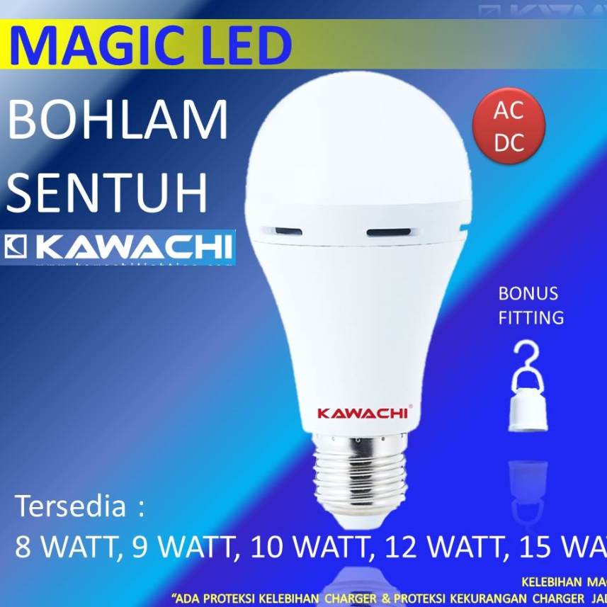 Jual LAMPU MAGIC Emergency KAWACHI 9W Bohlam Bisa Nyala Saat Mati Lampu CAS Otomatis LED AC/DC ...