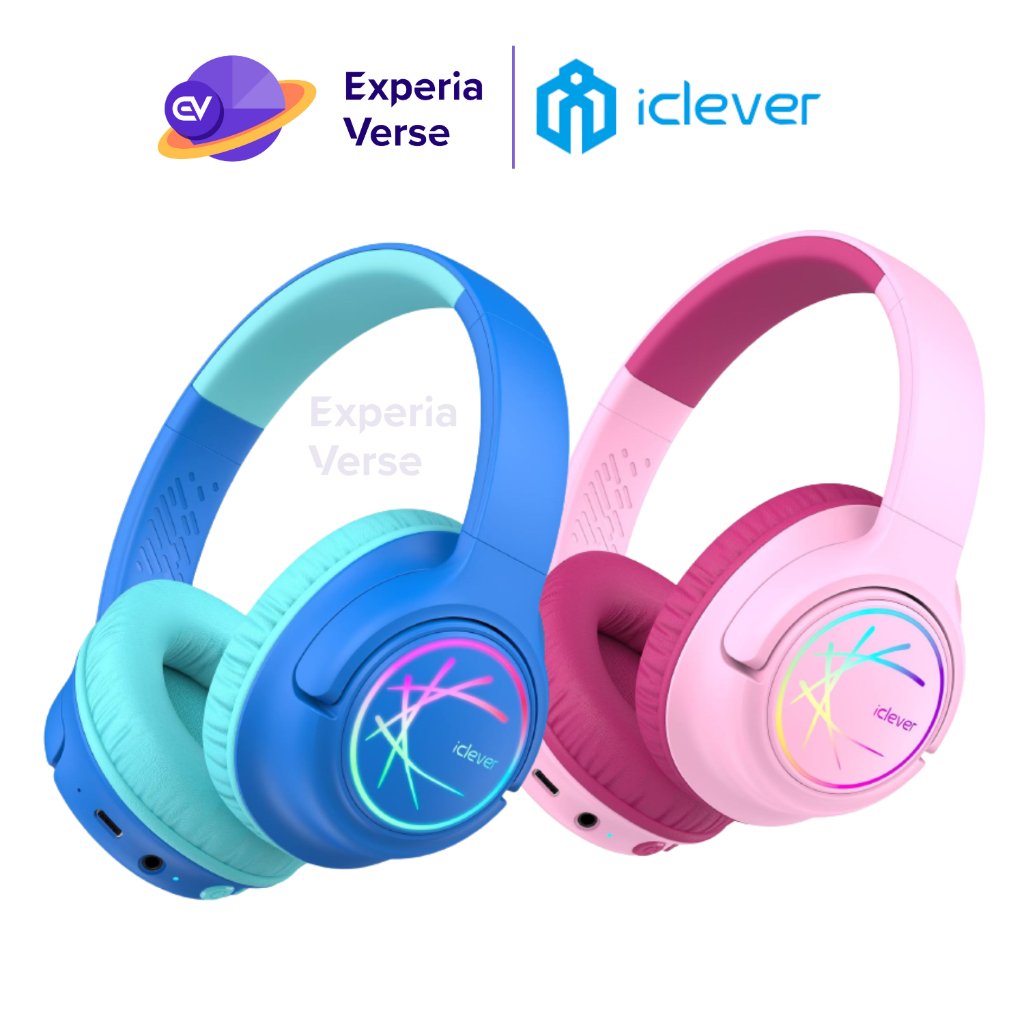Jual iClever BTH18 Kids On-Ear Headphone Anak Bluetooth 5.3 & 3.5mm AUX Kabel LED USB-C | Shopee ...