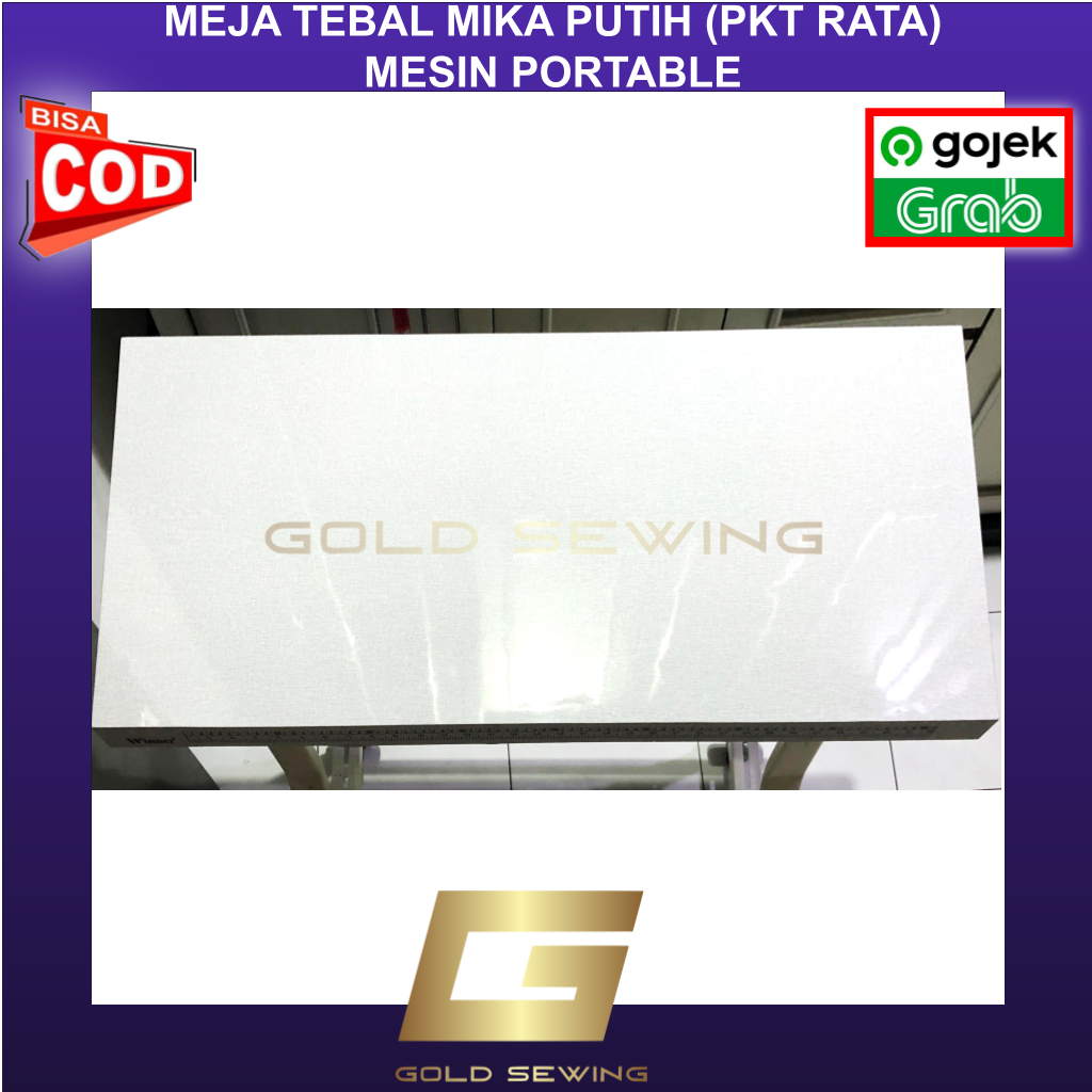 Jual Meja TEBAL MIKA PUTIH PKT Rata Mesin Jahit Portable Meteran - GOLD ...