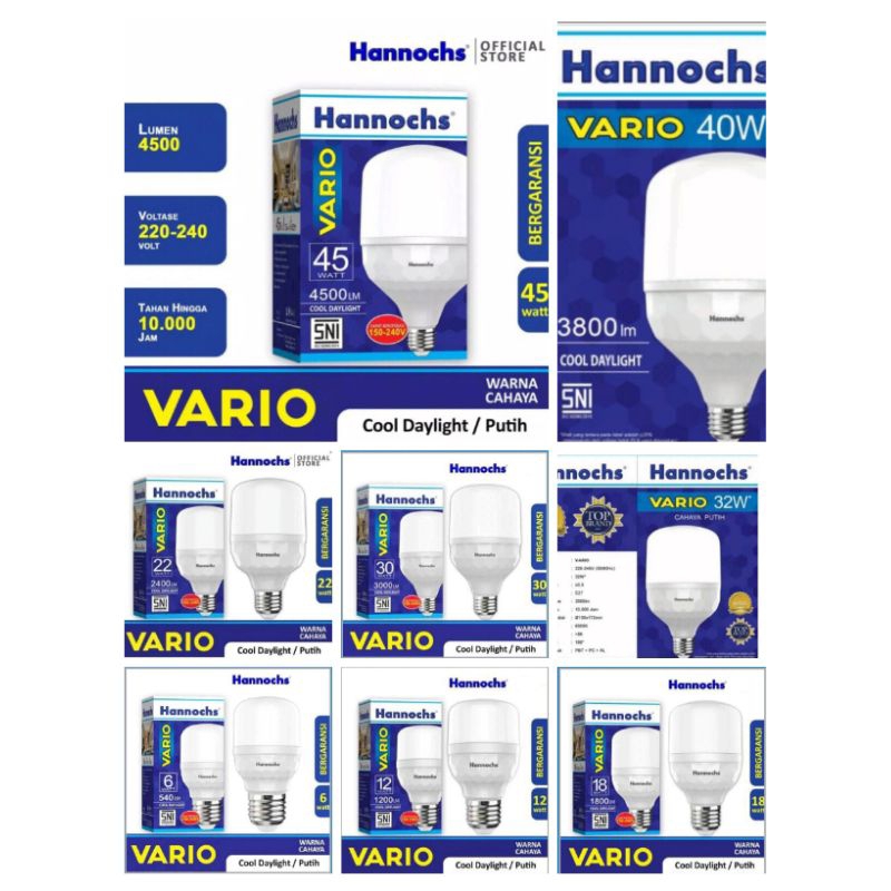 Jual HANNOCHS VARIO Lampu Bohlam LED Kapsul Capsule T Bulb Tabung 6W 12W 18W 22W 30W 32W 36W 40W ...