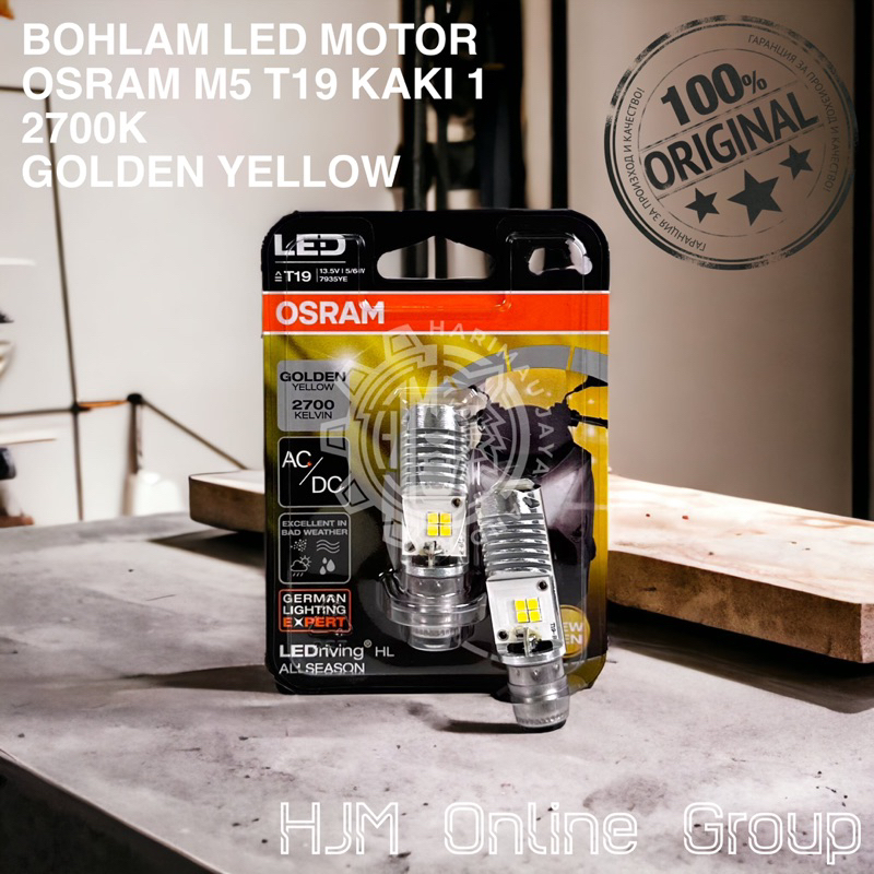 Jual BOHLAM LAMPU DEPAN MOTOR LED M5 T19 KAKI 1 GOLDEN YELLOW KUNING OSRAM | Shopee Indonesia