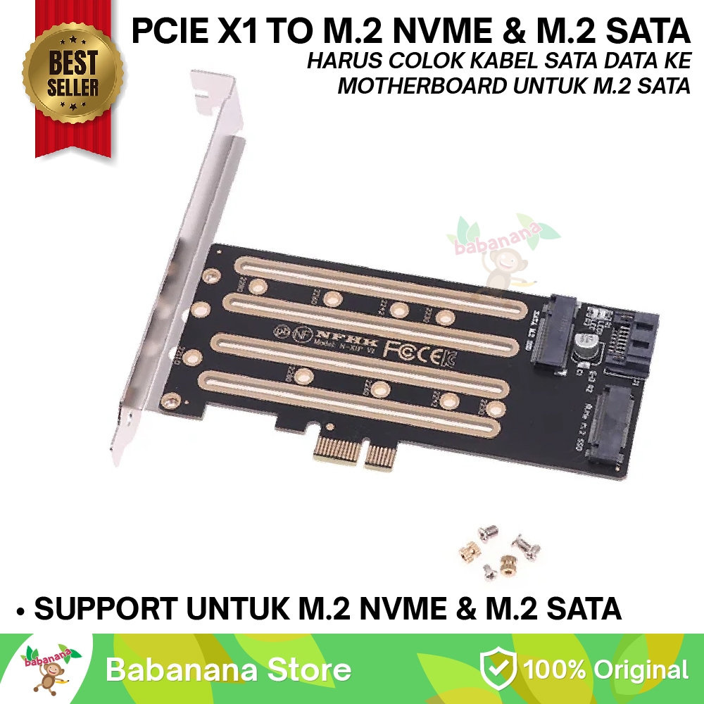 Jual PCIE X1 TO M.2 NVME & M.2 SATA ADAPTER CARD CONVERTER M2 PCI-E HUB | Shopee Indonesia